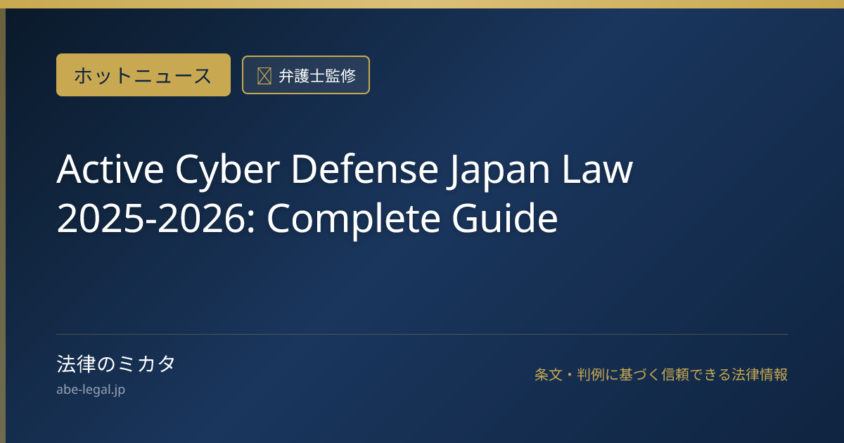 Active Cyber Defense Japan Law 2025-2026: Complete Guide